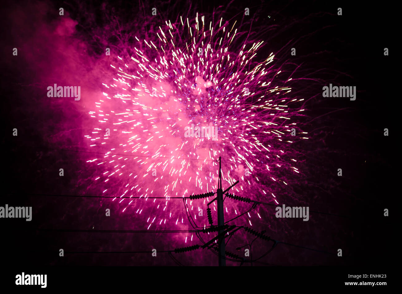 celebrate festival fire work on black sky background Stock Photo - Alamy