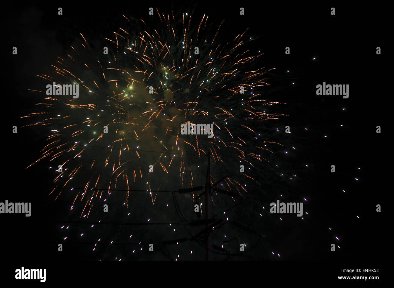 celebrate festival fire work on black sky background Stock Photo - Alamy