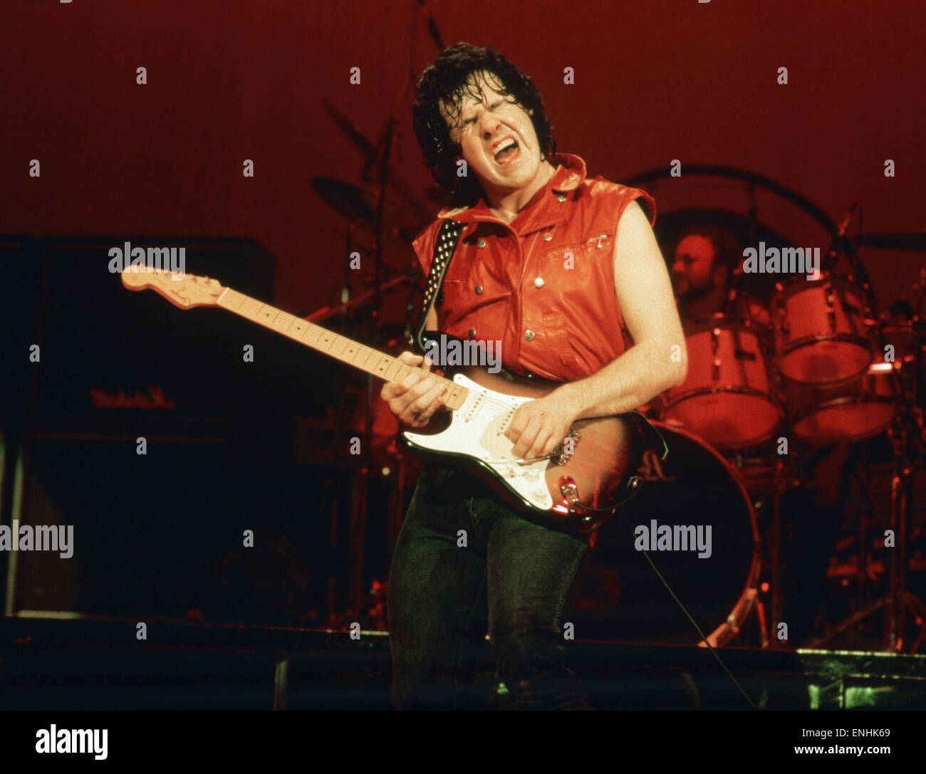 British blues guitarist and singer Gary Moore performing in concert at ...
