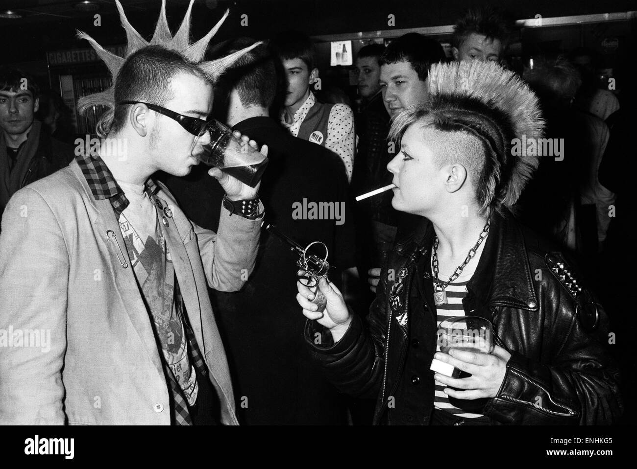 punks drinking and partying. 15th January 1988 Stock Photo - Alamy