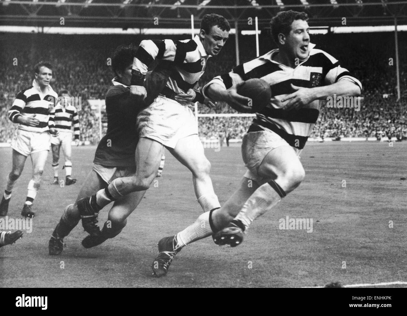 Rugby league action scoring try Black and White Stock Photos & Images ...