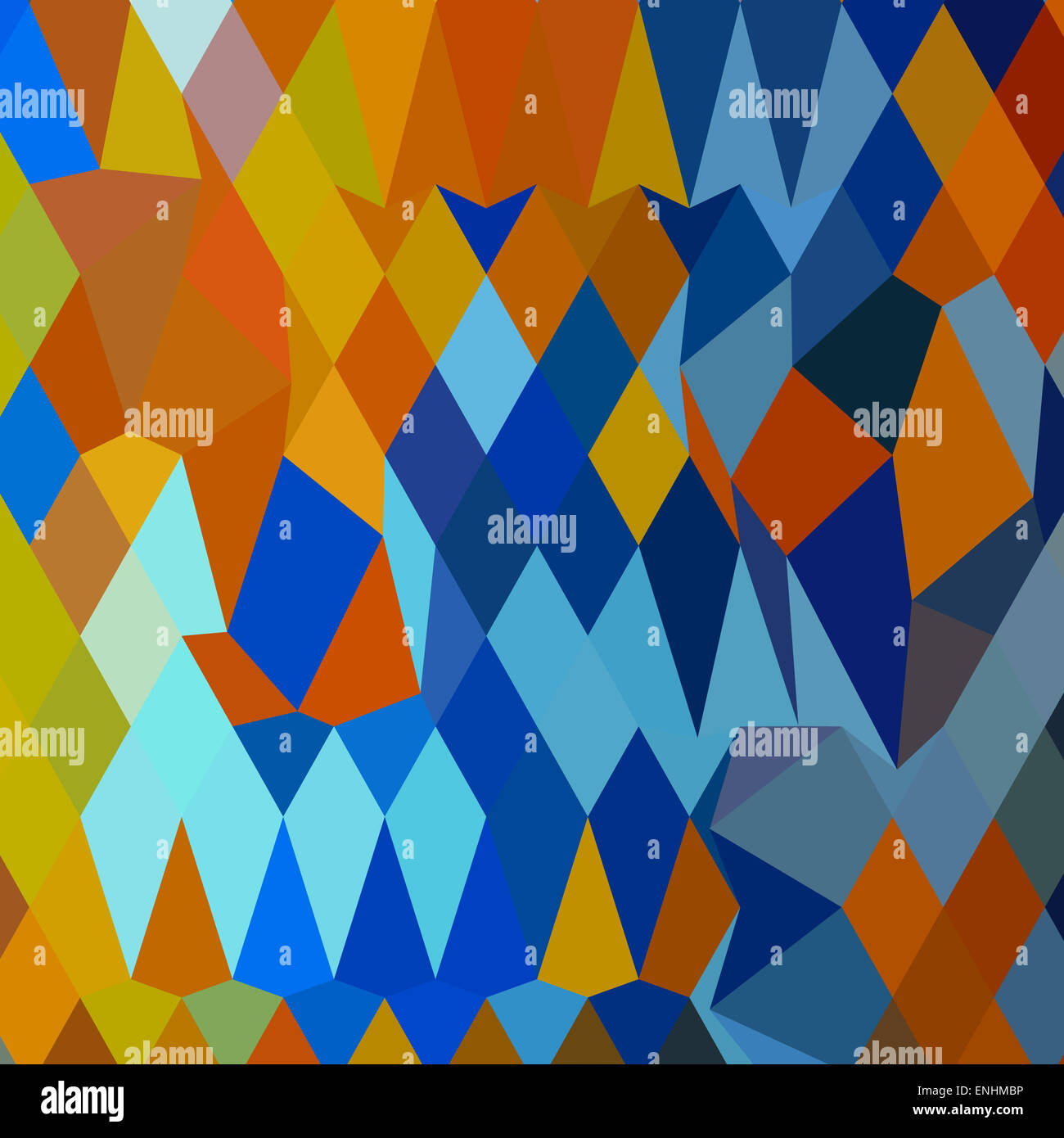 Low polygon style illustration of cerulean blue harvest gold abstract ...