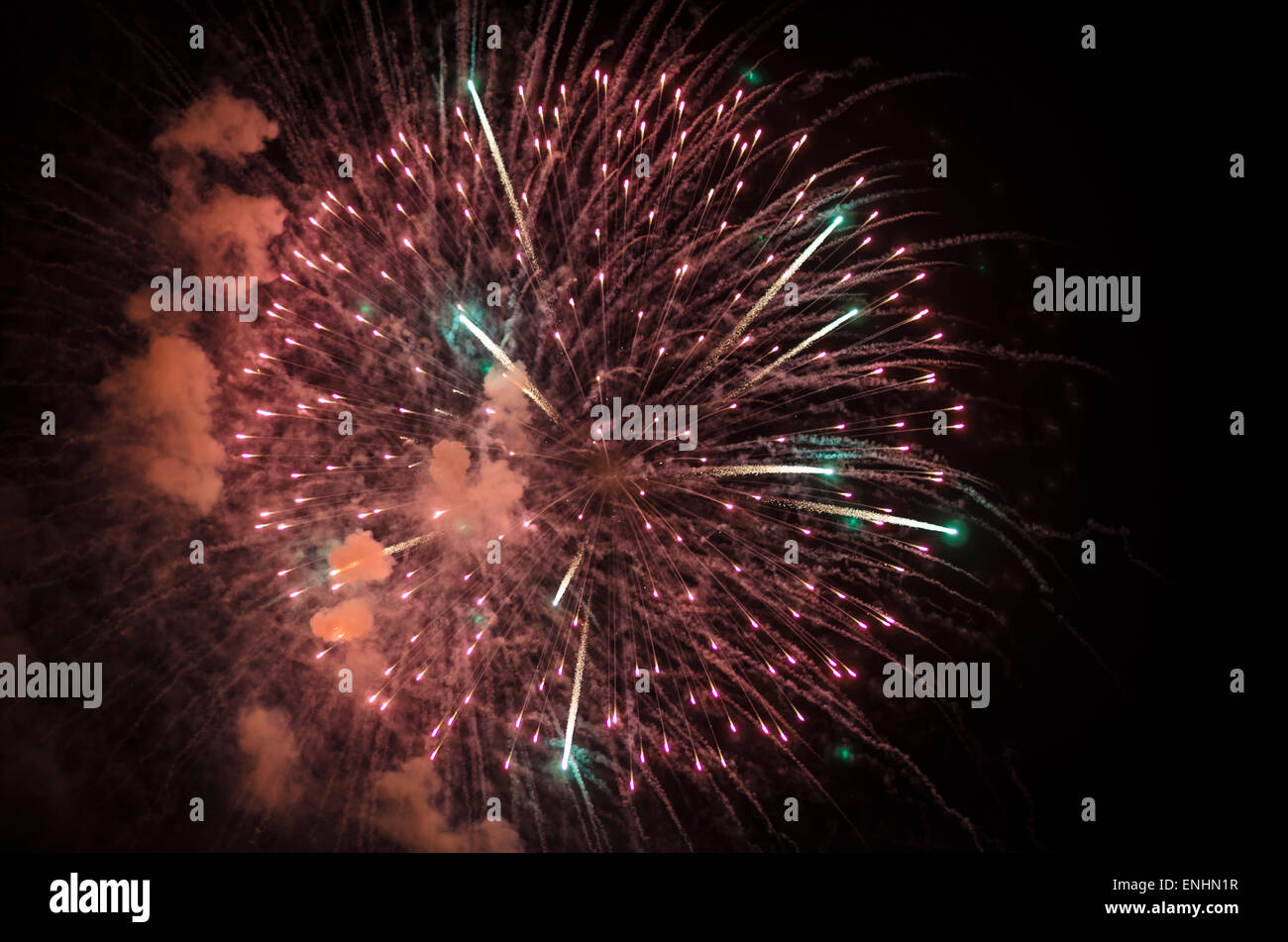 celebrate festival fire work on black sky background Stock Photo - Alamy