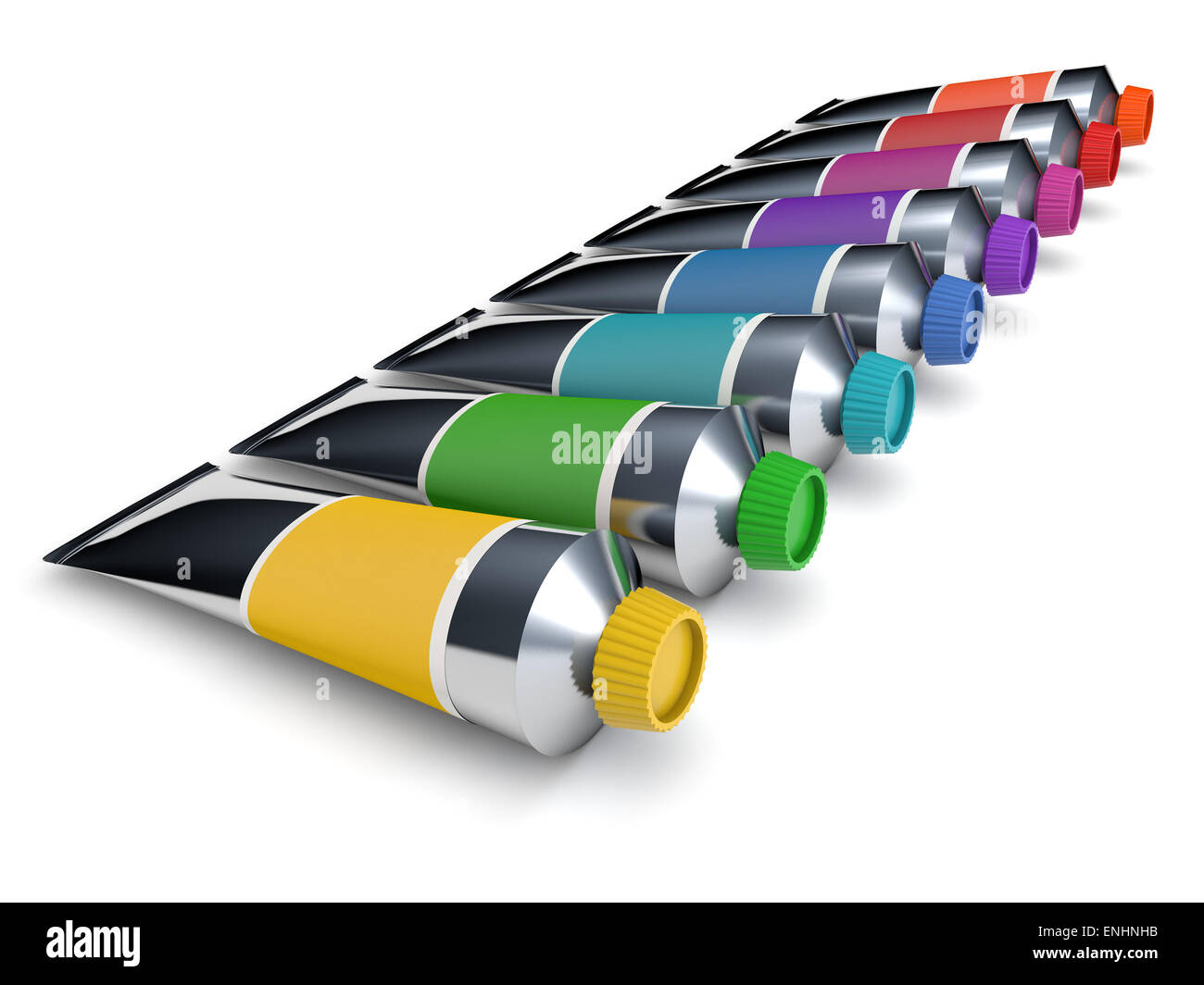 Colourful tubes of a paint isolated on white Stock Photo - Alamy