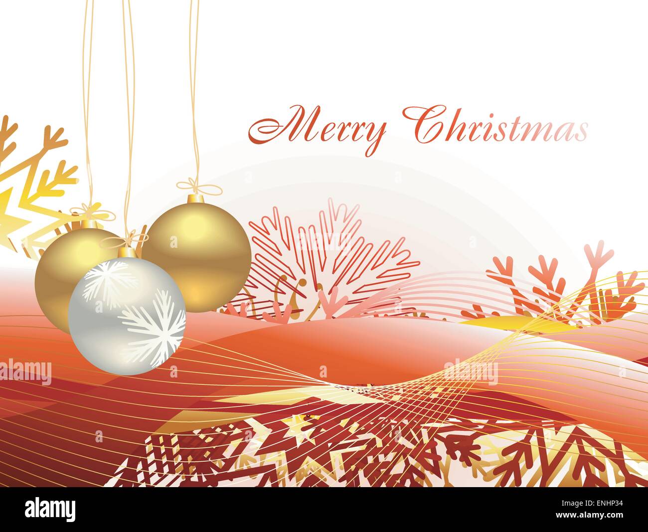 beautiful vector christmas artistic wave and balls background Stock ...