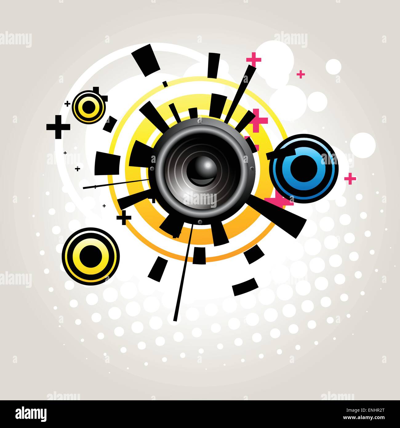 vector abstract illustration of speaker in colorful background Stock ...
