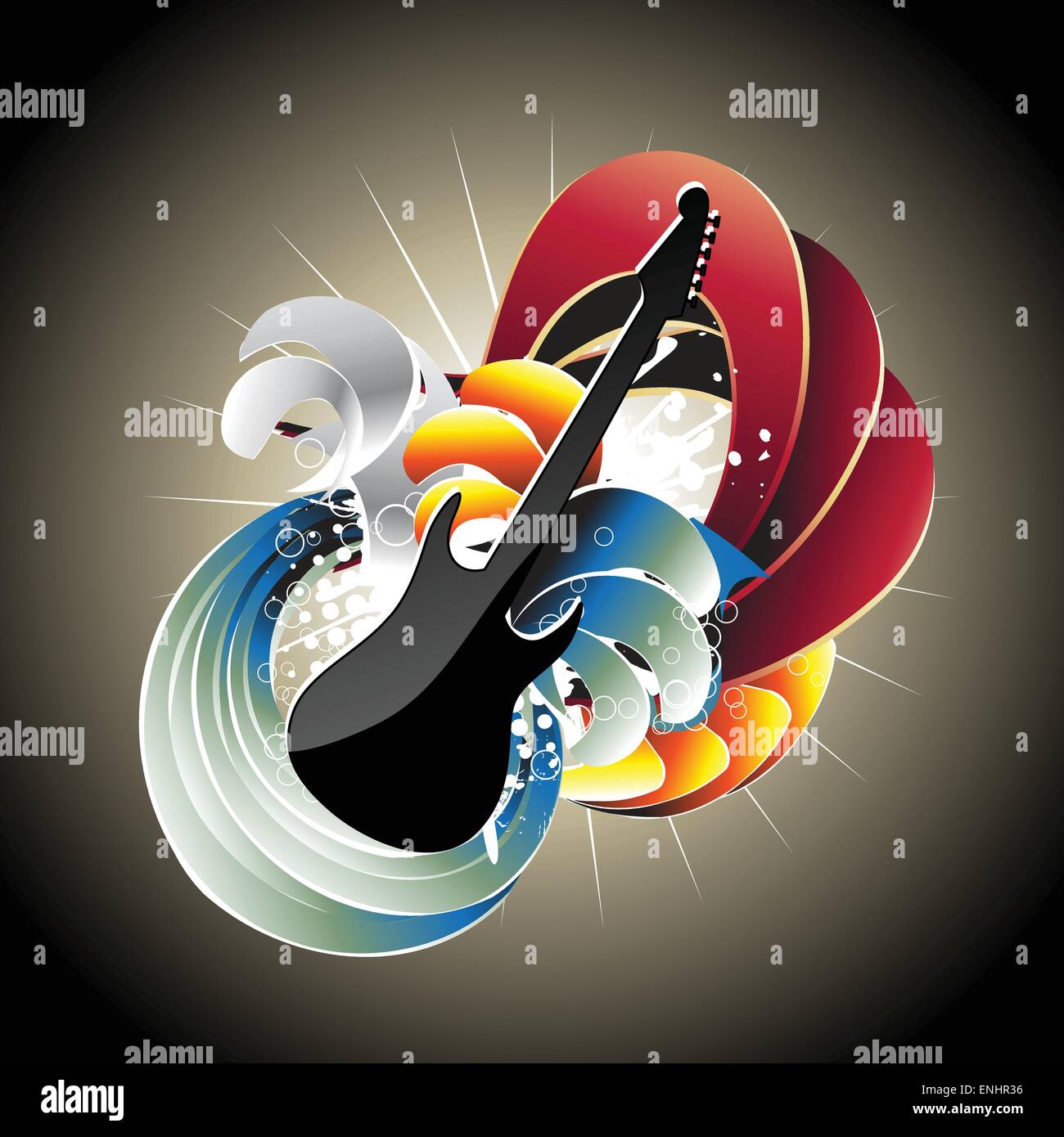 Abstract vector colorful guitar design. Visit my gallary for more ...