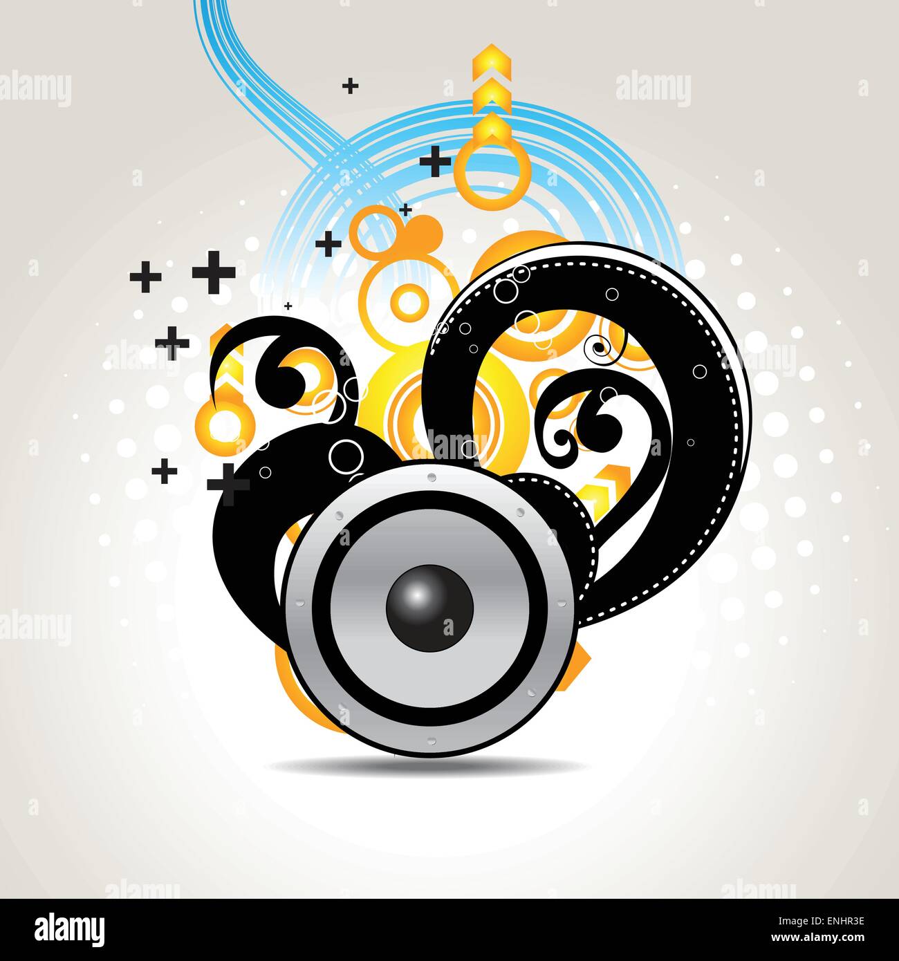 vector abstract illustration of speaker in colorful background Stock ...