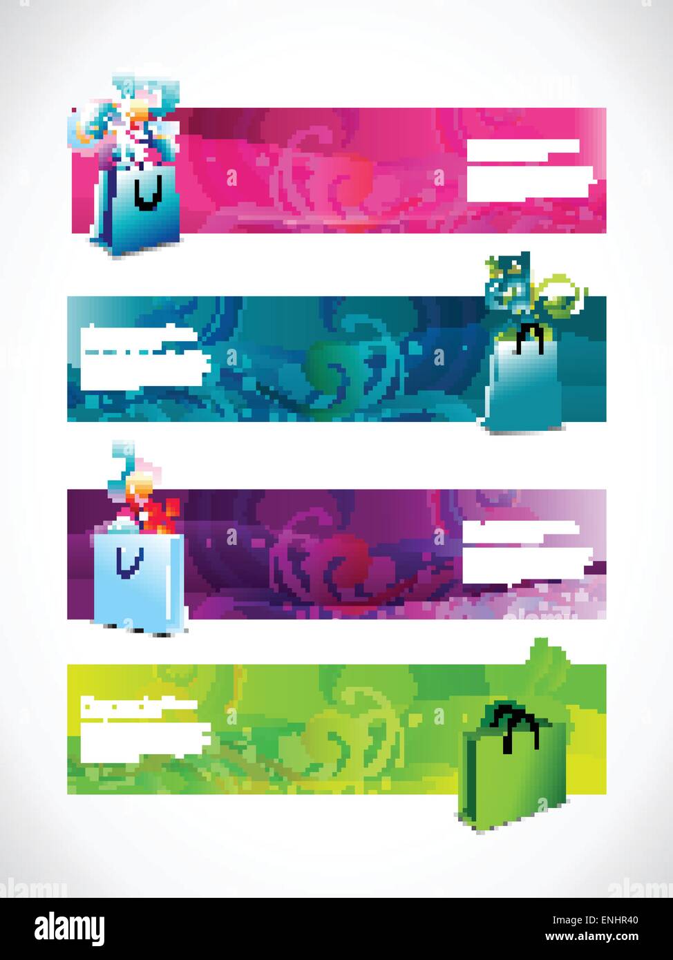vector shopping headers style set of four different syle and colors ...