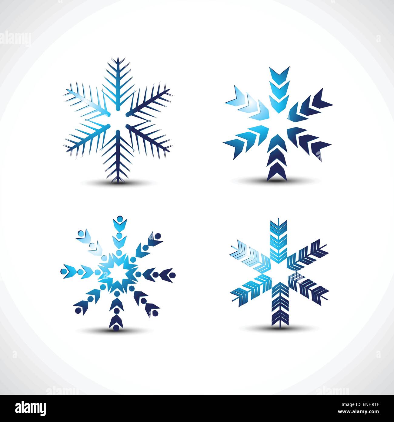 vector snow flakes set of four Stock Vector Image & Art - Alamy