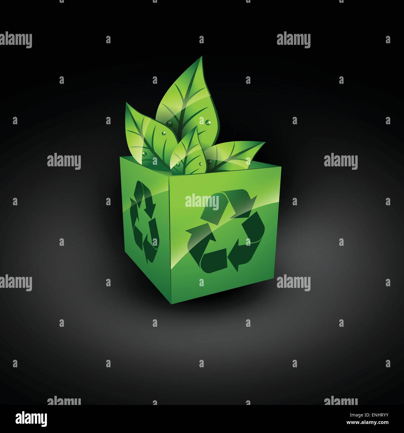 vector recycle green box with leaf Stock Vector Image & Art - Alamy