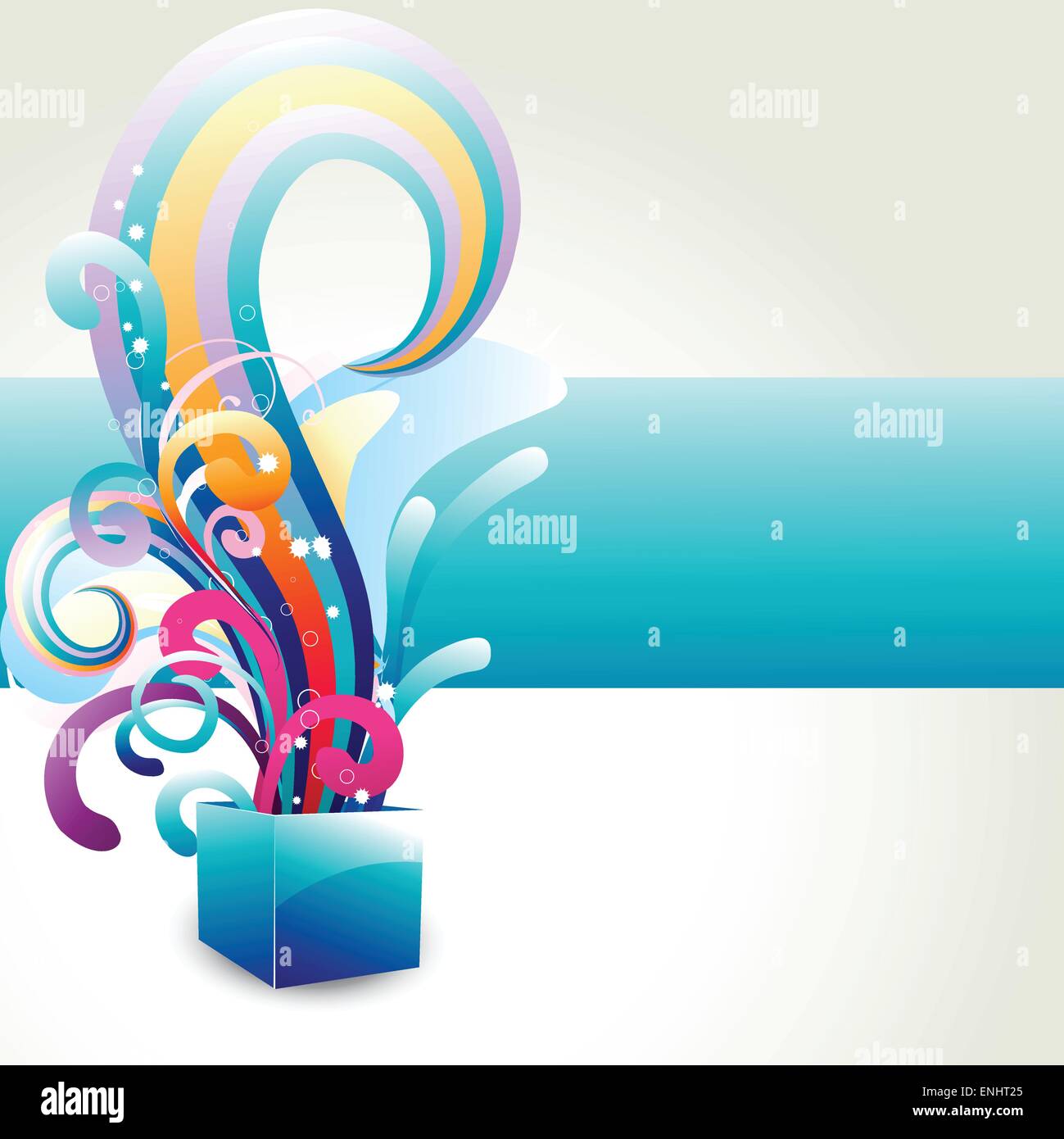 vector box with colorful floral design coming out Stock Vector Image ...