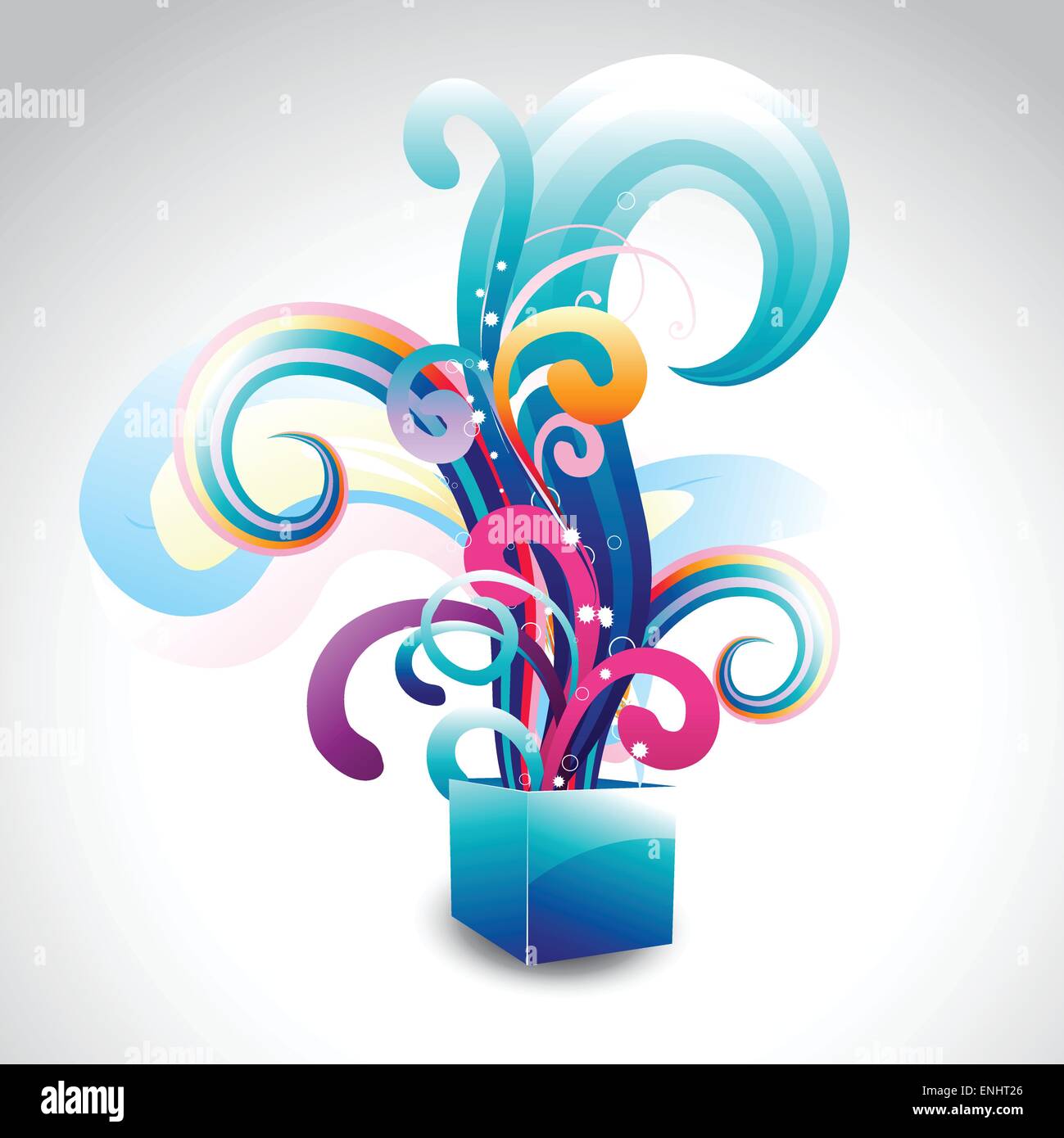 vector box with colorful floral design coming out Stock Vector Image ...