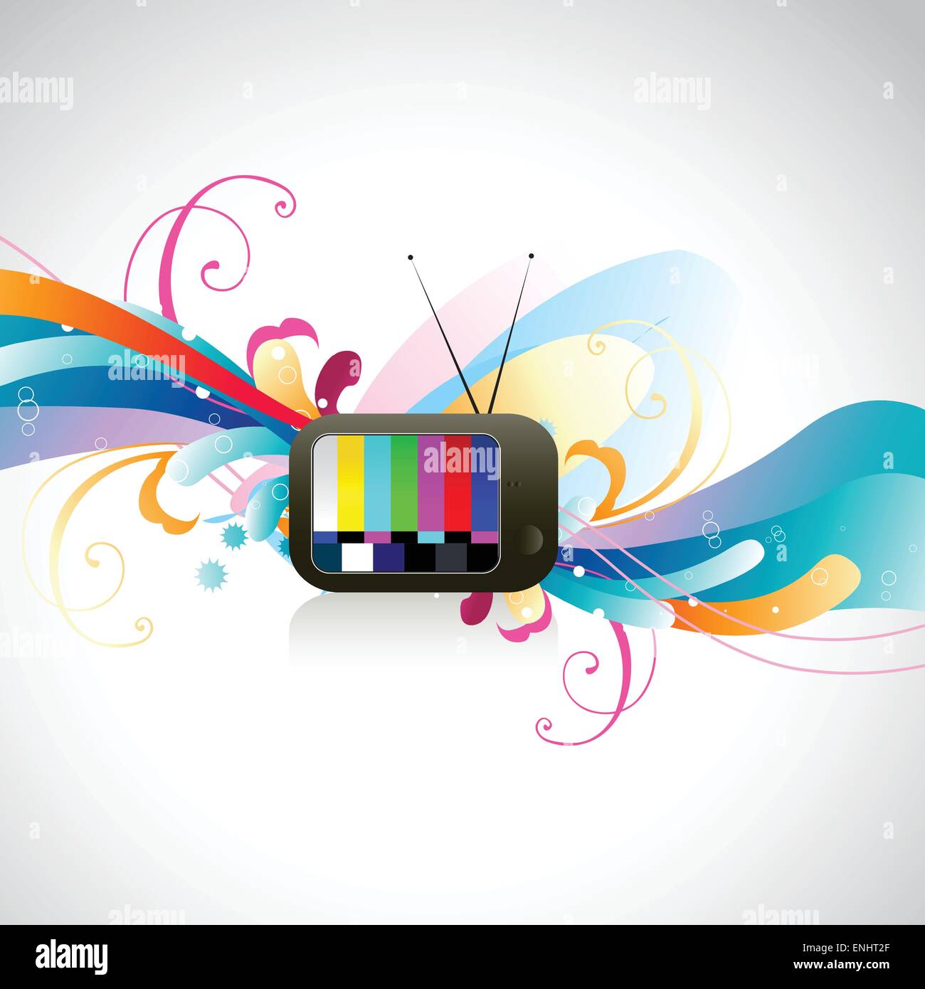 vector colorful TV illustration with colorful floral Stock Vector Image ...