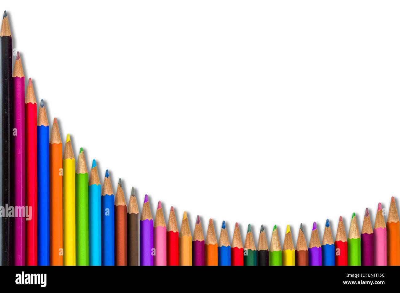 Education Image Of A Collection Of Colored Pencils Arranged In A Curve ...