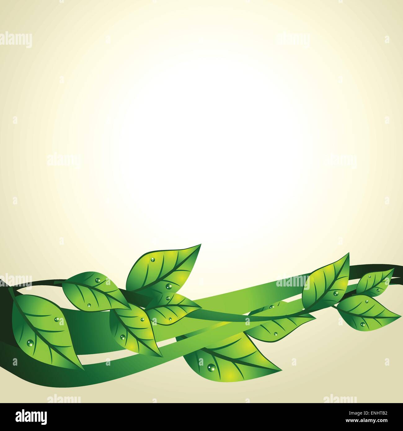 green abstract wave vector illustration with leaf Stock Vector Image ...