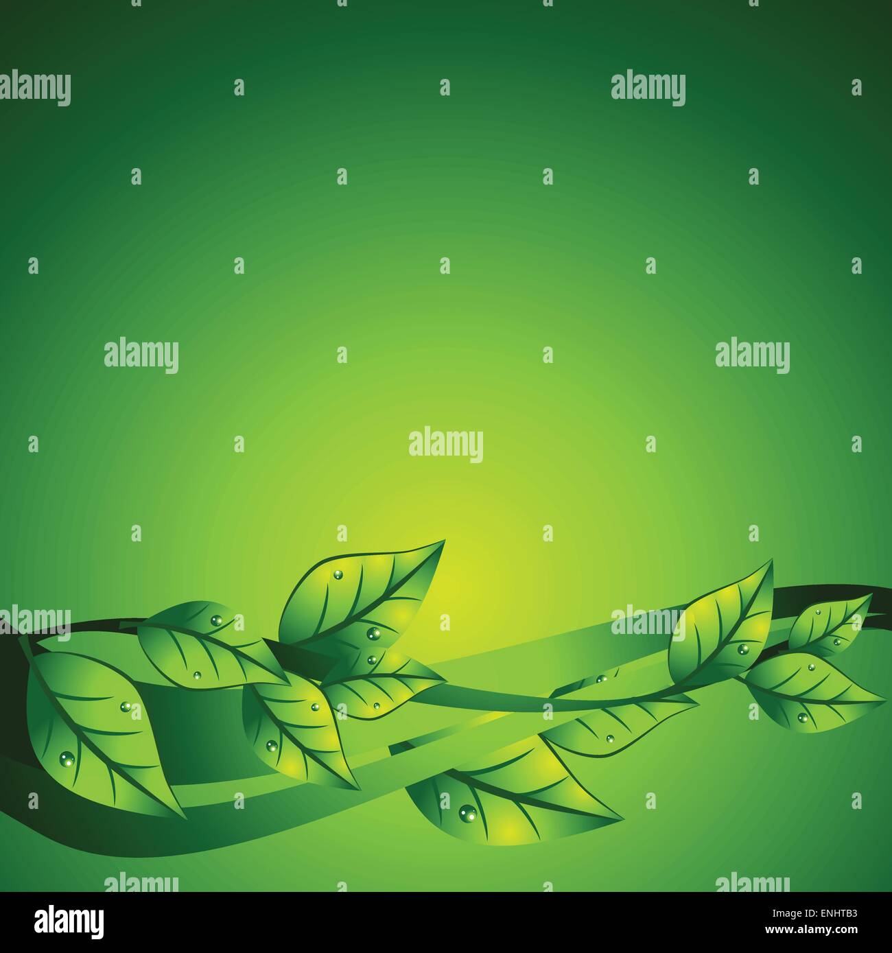green abstract wave vector illustration with leaf Stock Vector Image ...