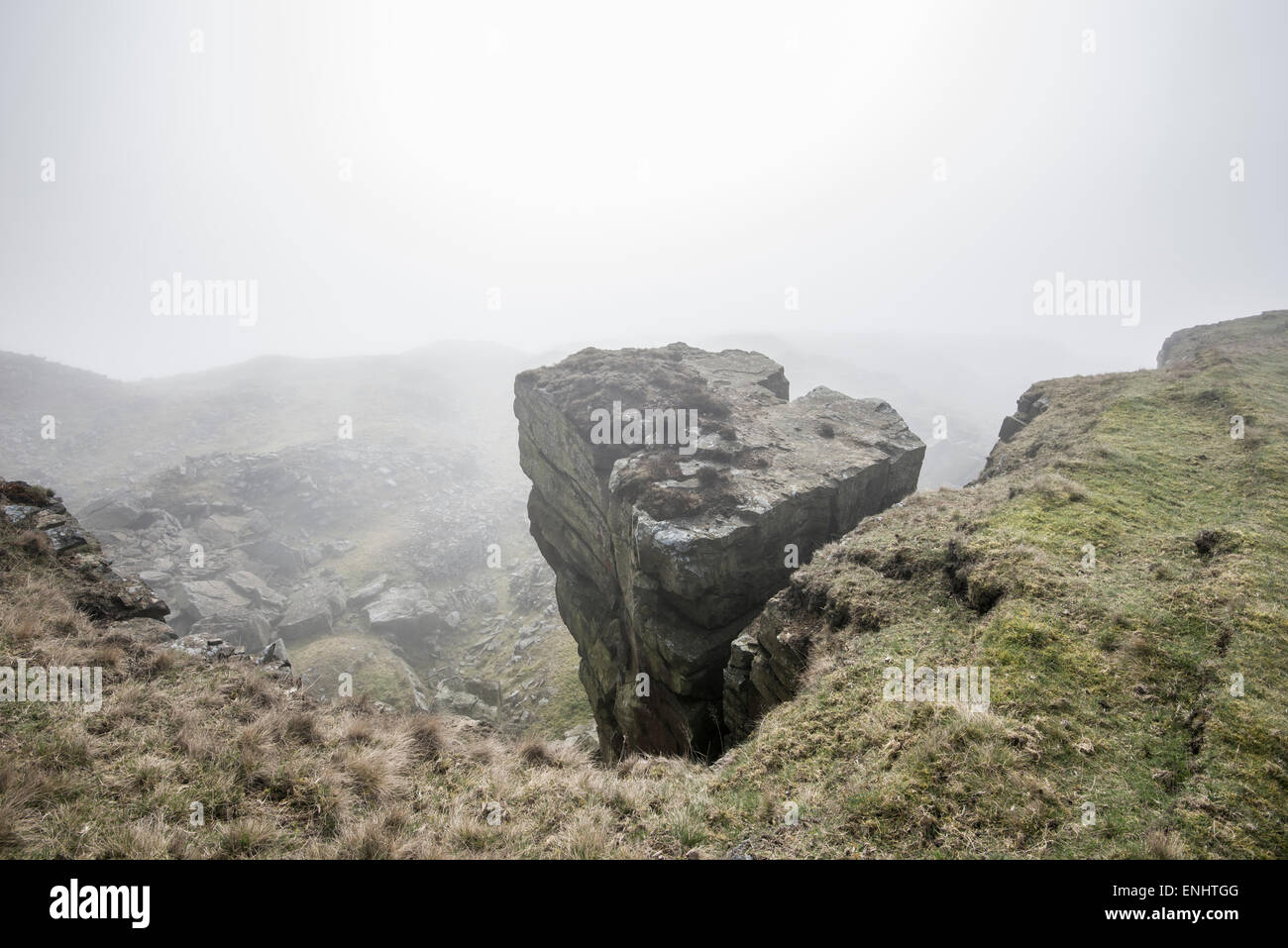 On the top edge of Cracken edge quarry near Chinley in Derbyshire ...