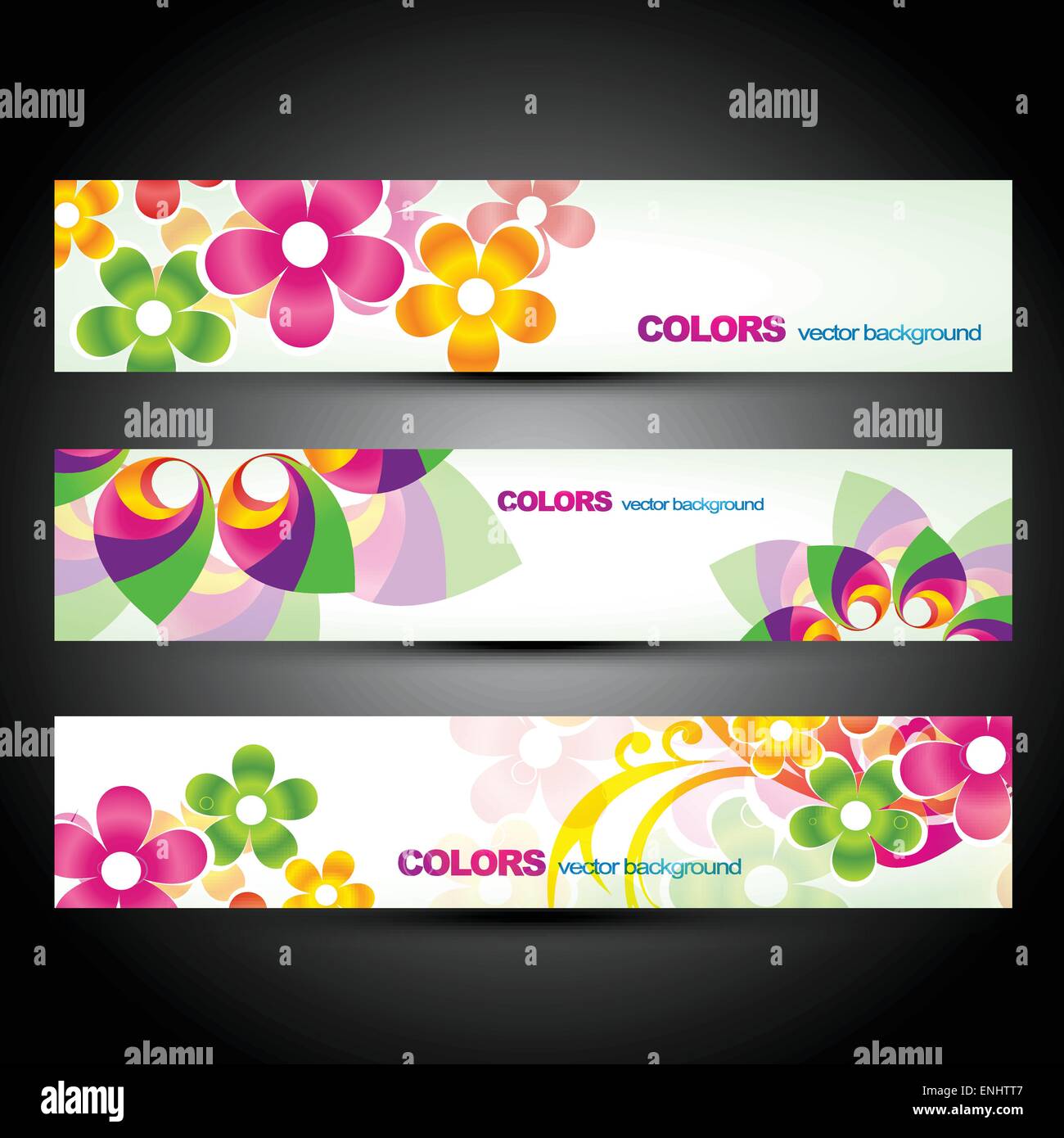 vector set of beautiful colorful flower headers Stock Vector Image ...