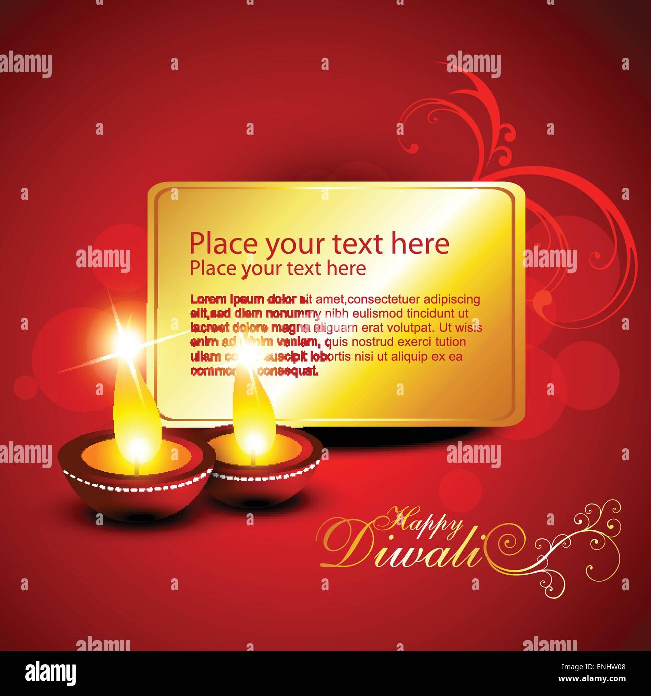 Golden diwali artistic diya background Stock Vector Images - Alamy