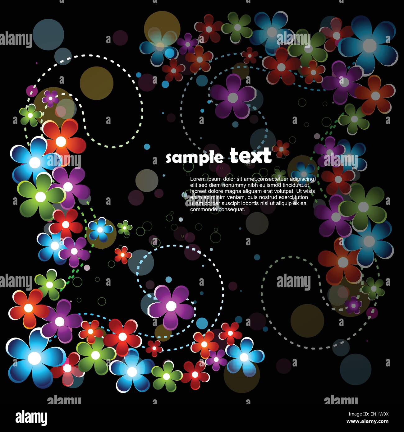 vector colorful flower on dark background Stock Vector Image & Art - Alamy