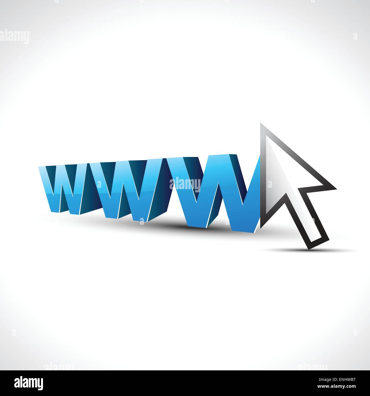 3d vector illustration of www text with mouse pointer Stock Vector ...