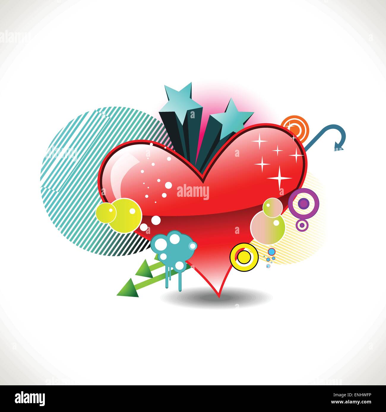 vector funky heart with design elements Stock Vector Image & Art - Alamy