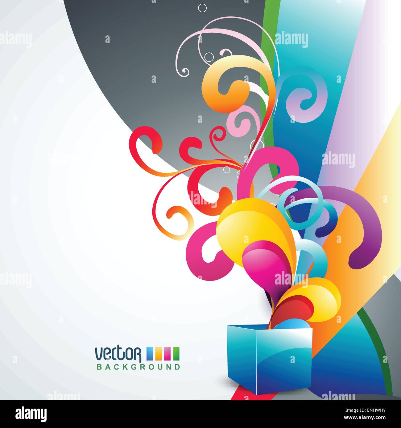 colorful floral coming out of box. vector illustration Stock Vector ...