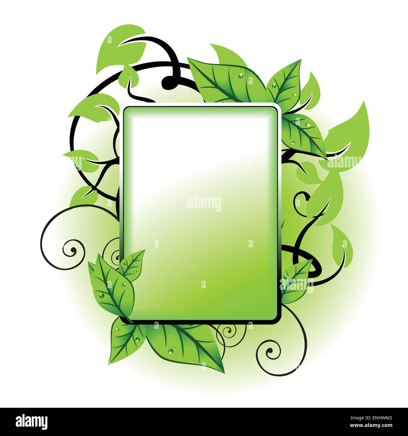 vector green leaf frame illustration Stock Vector Image & Art - Alamy