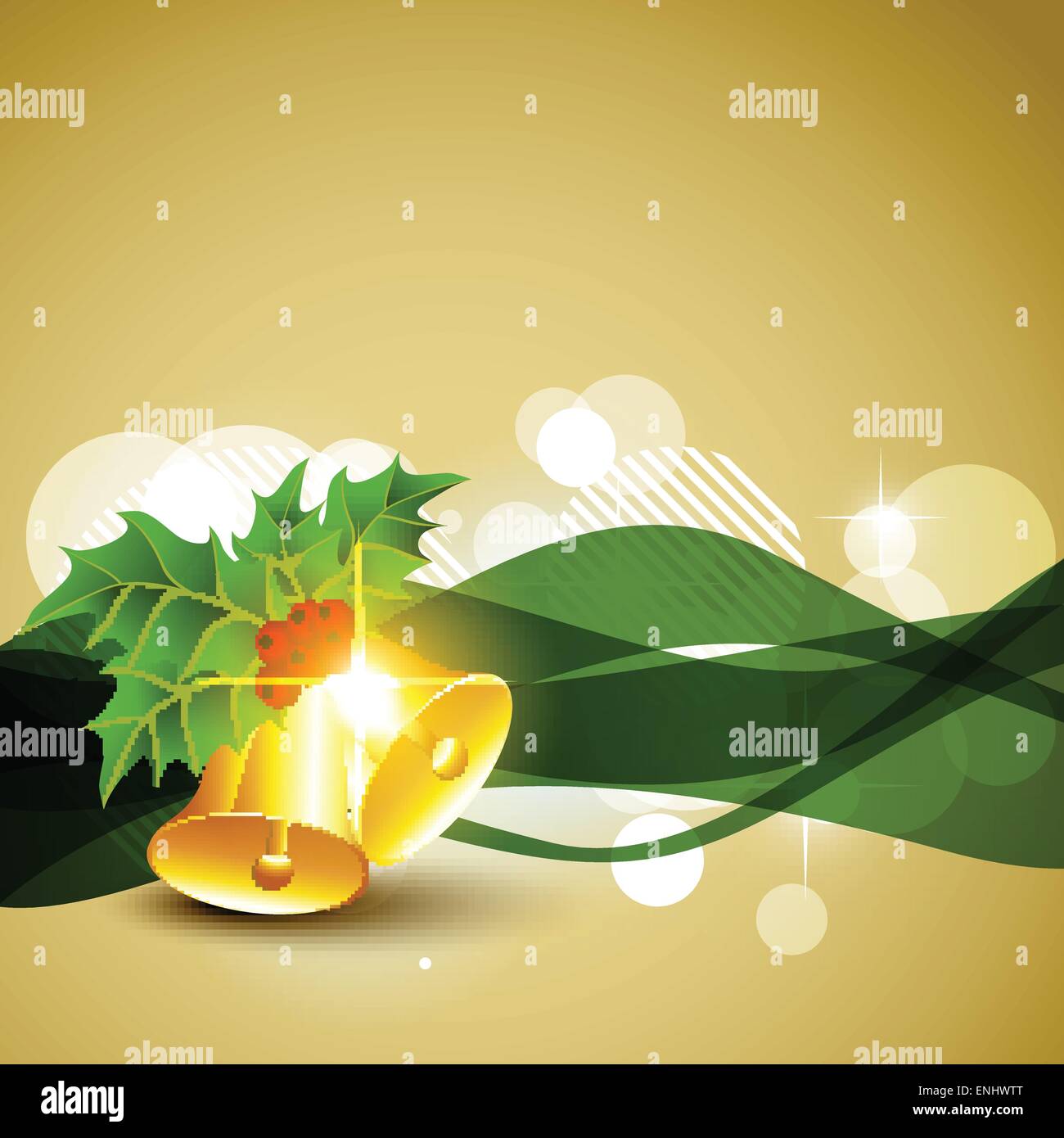 beautiful golden color christmas bell in stylish attractive background ...