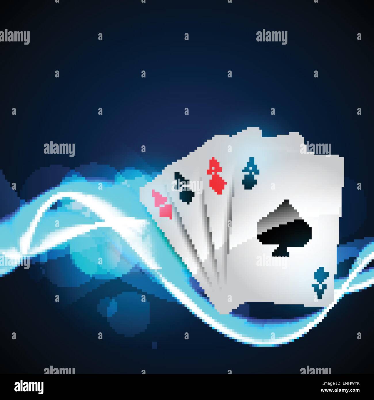 playing cards on beautiful glowing blue background Stock Vector Image ...