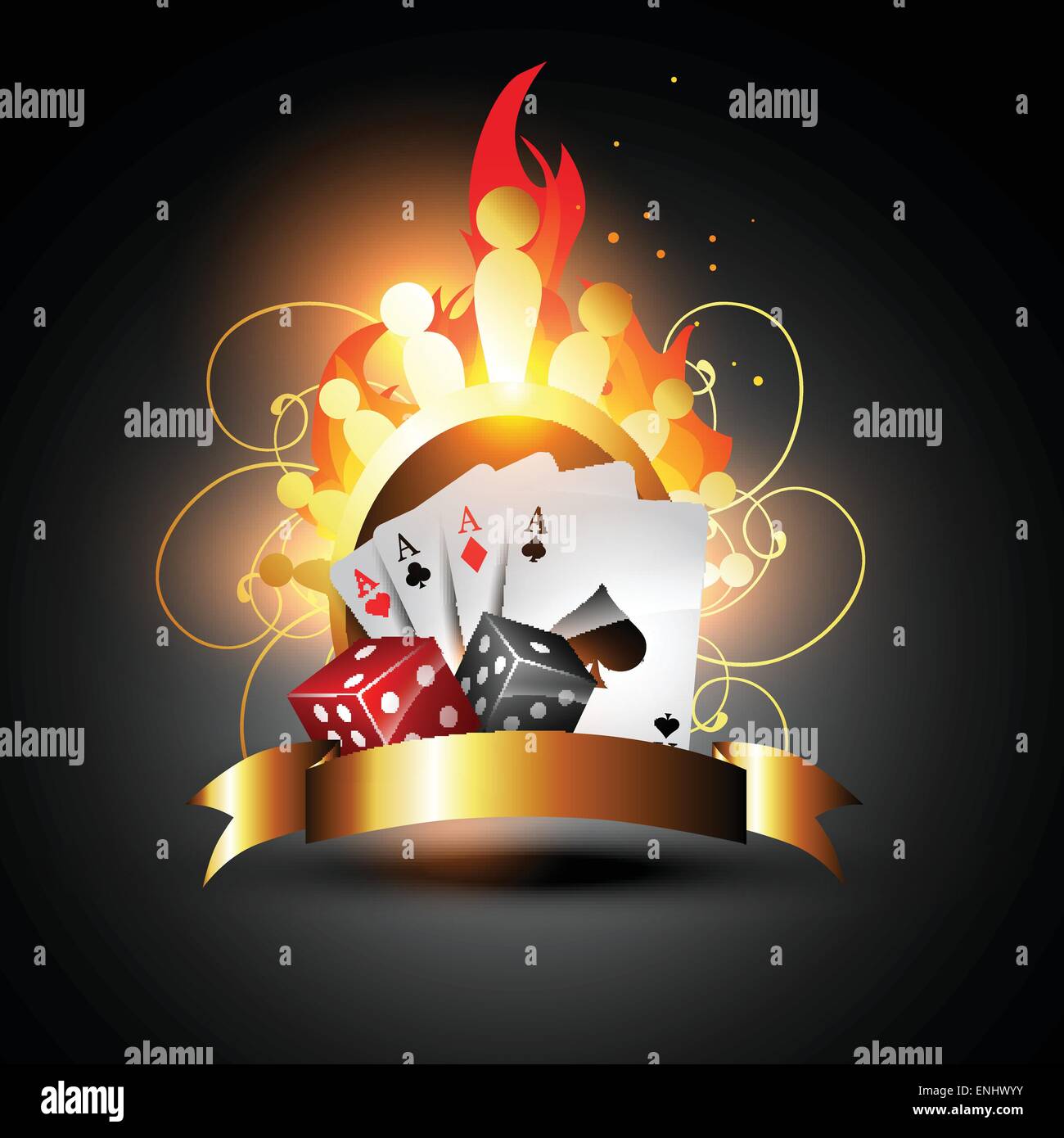 vector playing card with burning dices Stock Vector Image & Art - Alamy