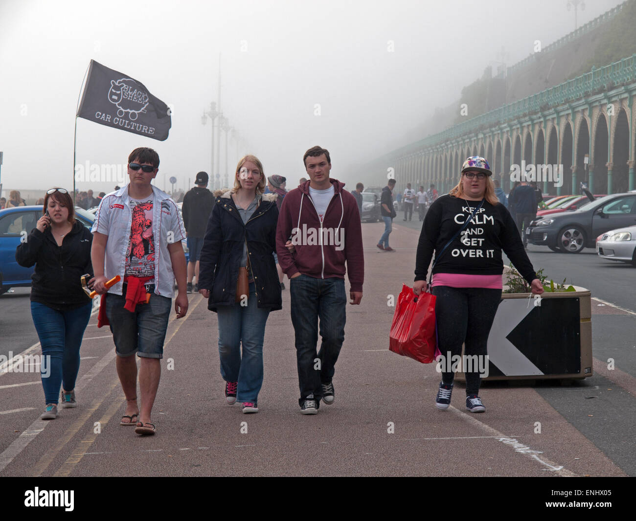 Visitors to a car rally in Brighton Stock Photo - Alamy