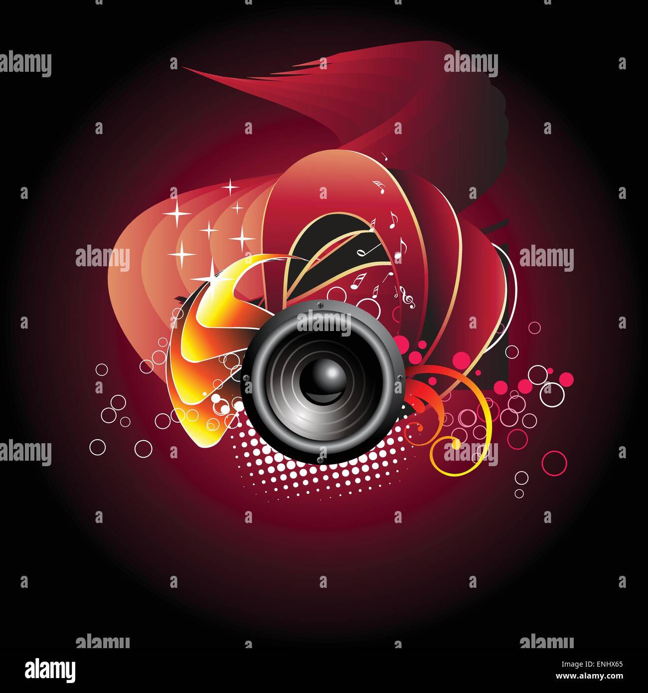 vector musical speaker design with artistic background. Visit my ...