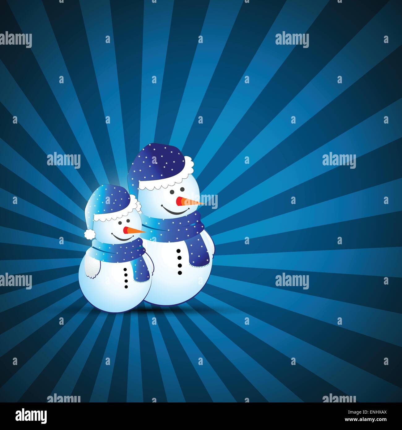 vector winter snowman on blue background Stock Vector Image & Art - Alamy