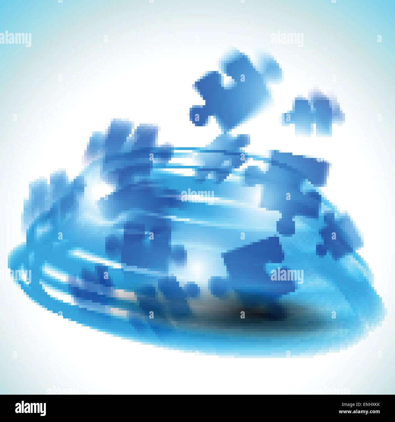 vector puzzle shape flying in wind with blur effect. Eps10 design Stock ...