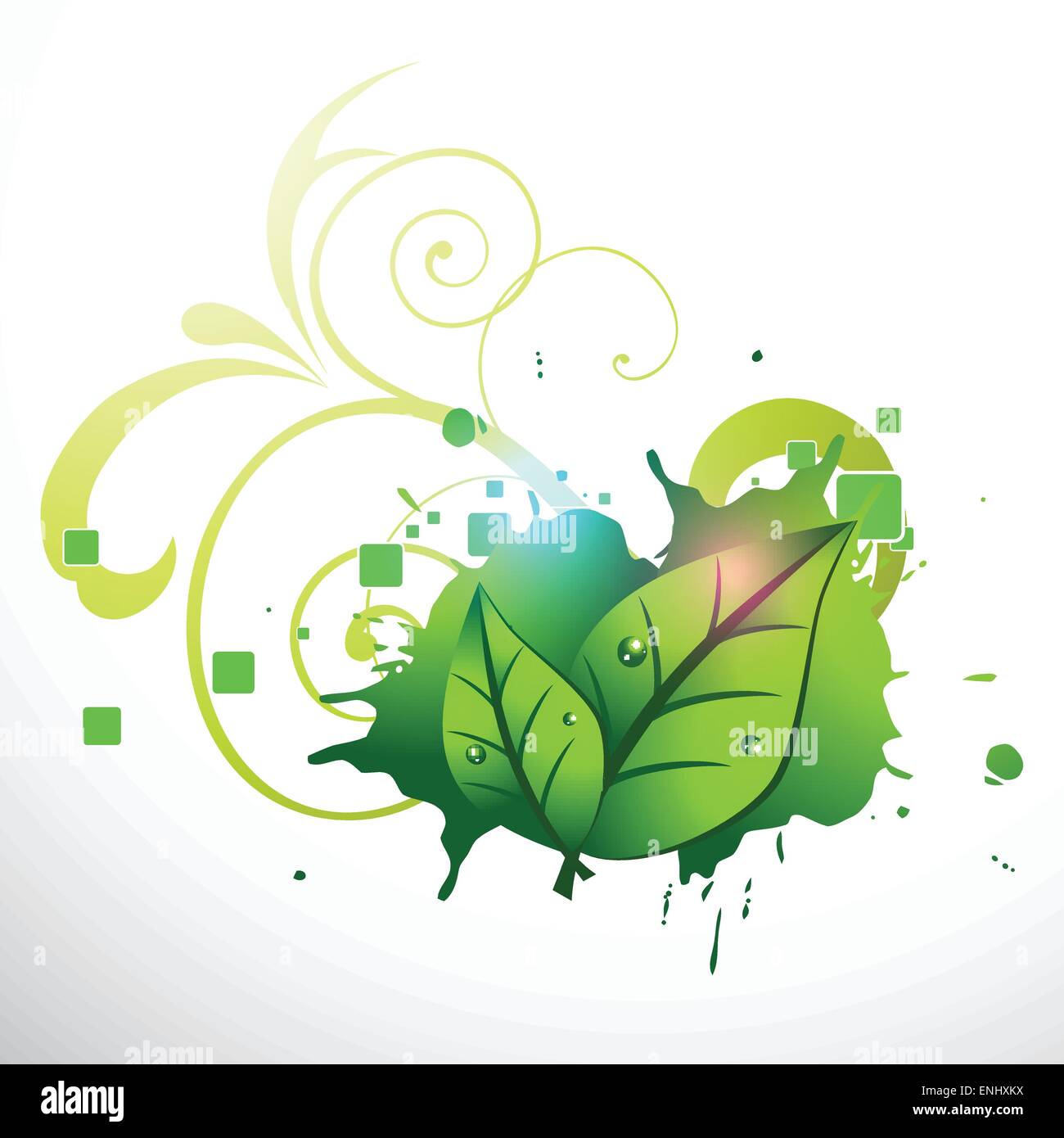 vector stylish green leaf design artwork Stock Vector Image & Art - Alamy