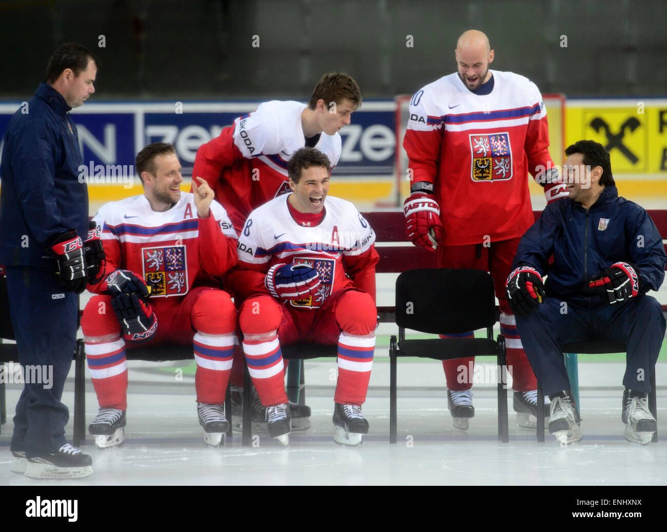 Sitting from left players of Czech Ice Hockey Team Jan Hejda, Jaromir ...