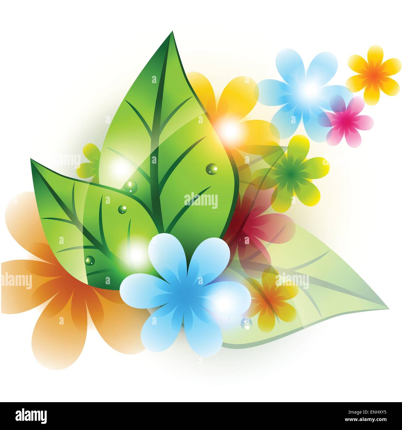 vector leaf with flower design Stock Vector Image & Art - Alamy