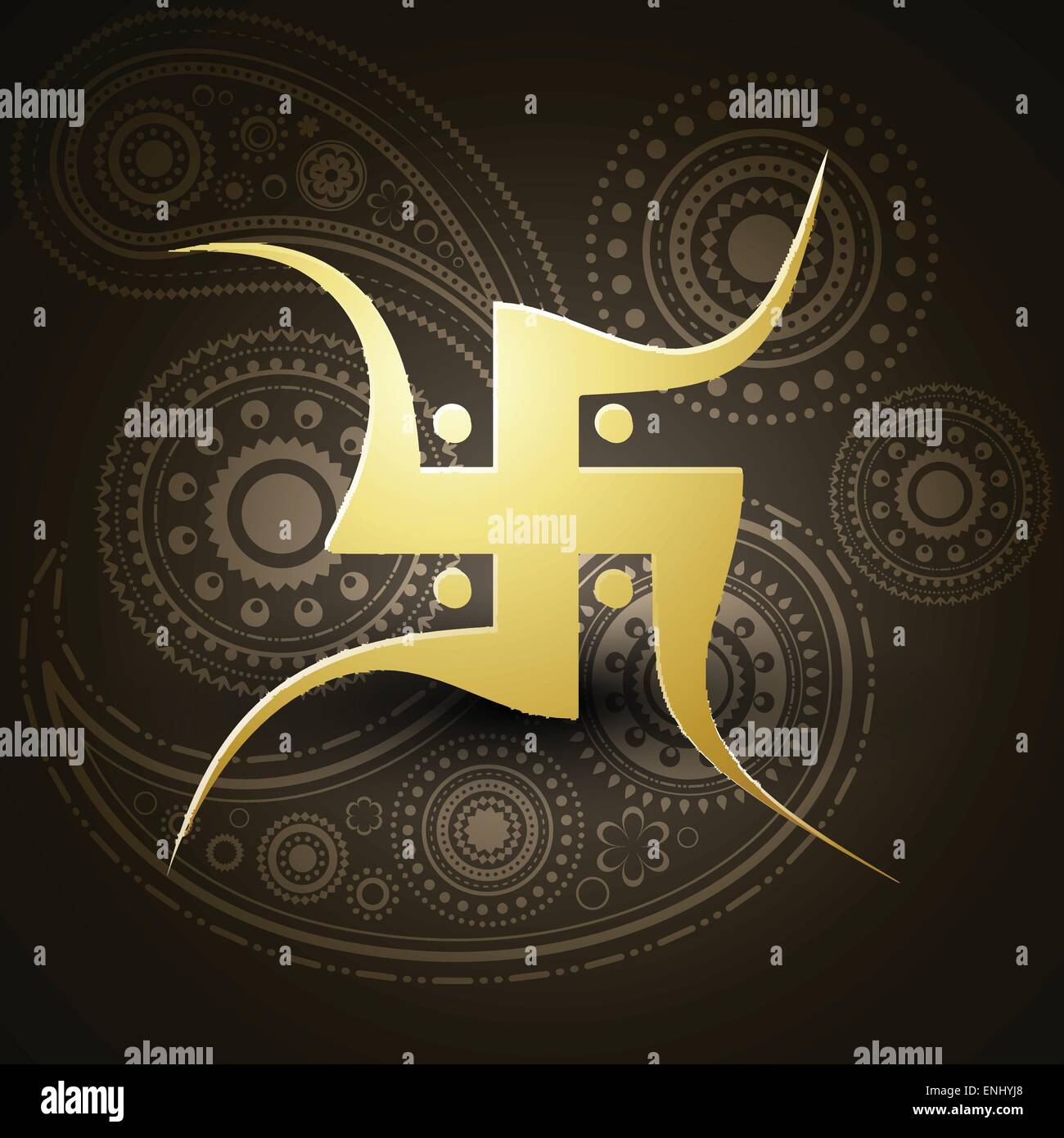 vector golden swastik symbol on dark background Stock Vector Image ...