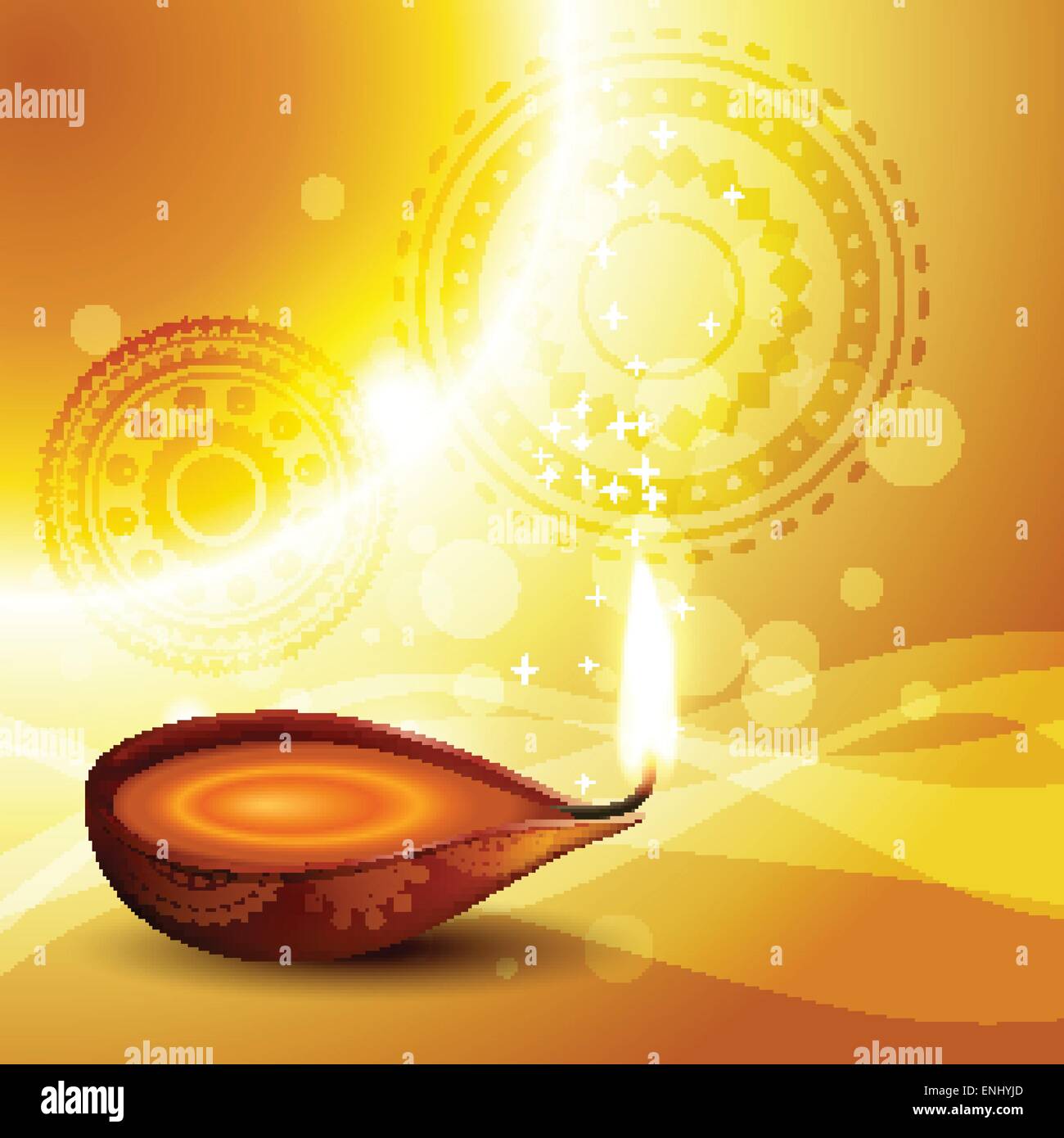 beautiful diya on golden vector background Stock Vector Image & Art - Alamy