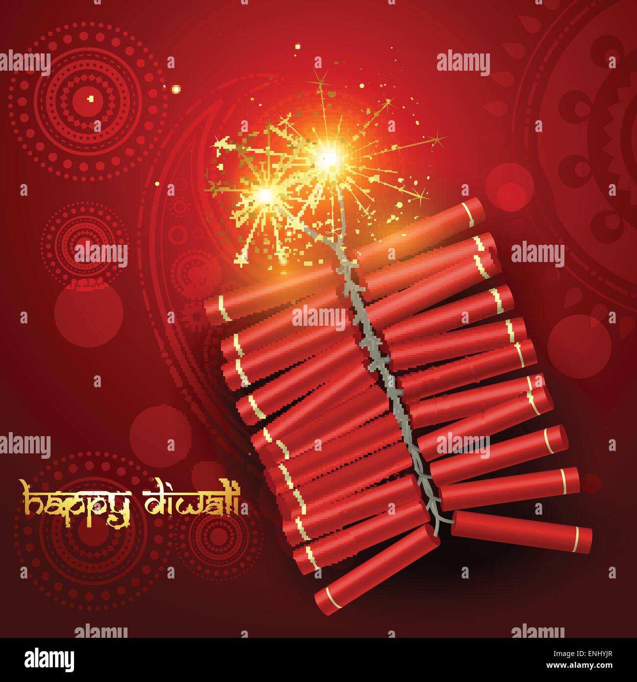 diwali festival crackers on artistic red background Stock Vector Image ...