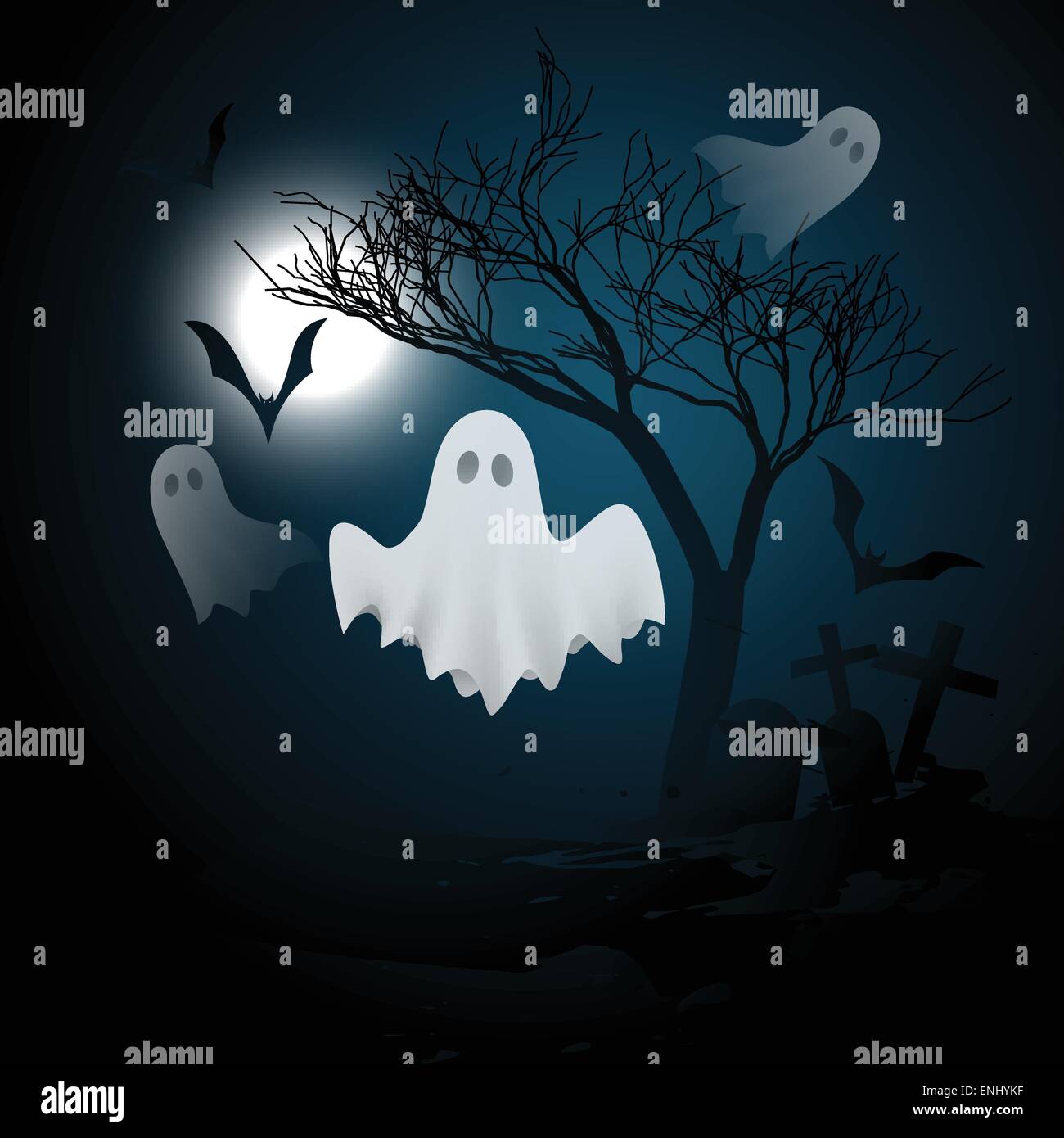 scary vector halloween ghost flying Stock Vector Image & Art - Alamy