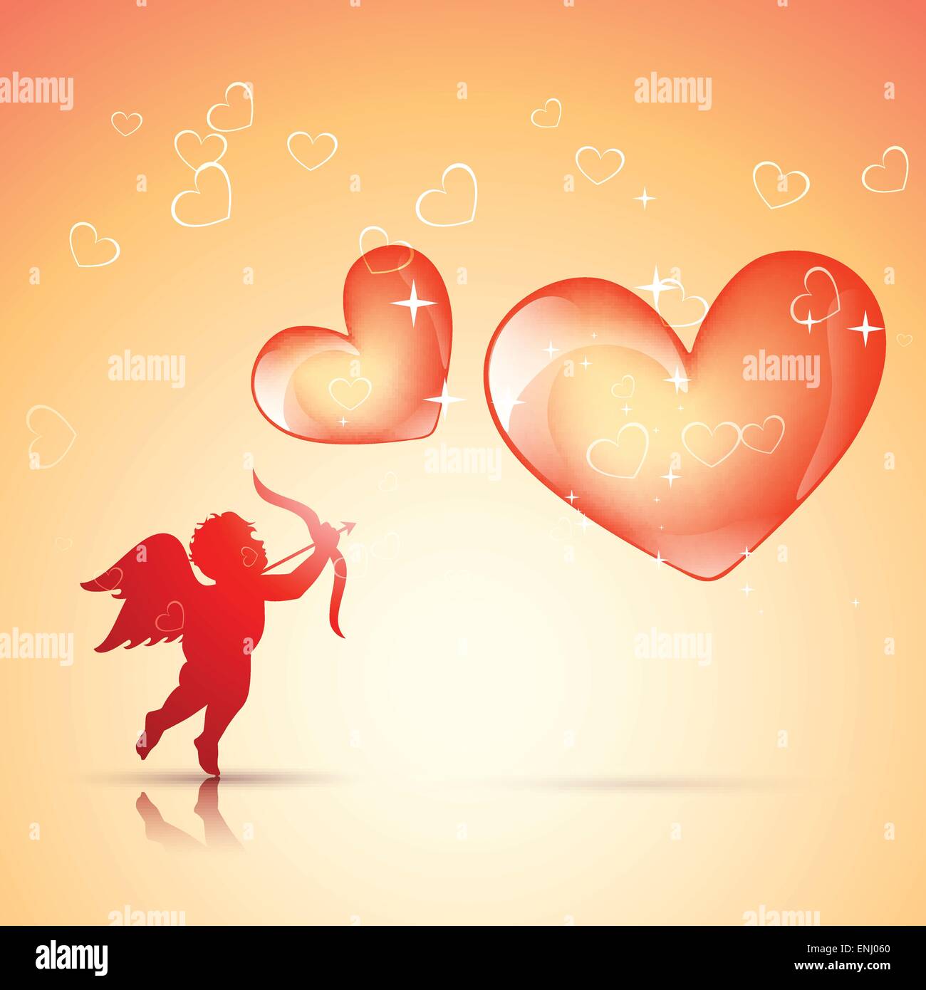 beautiful valentine background with cupid and heart Stock Vector Image ...