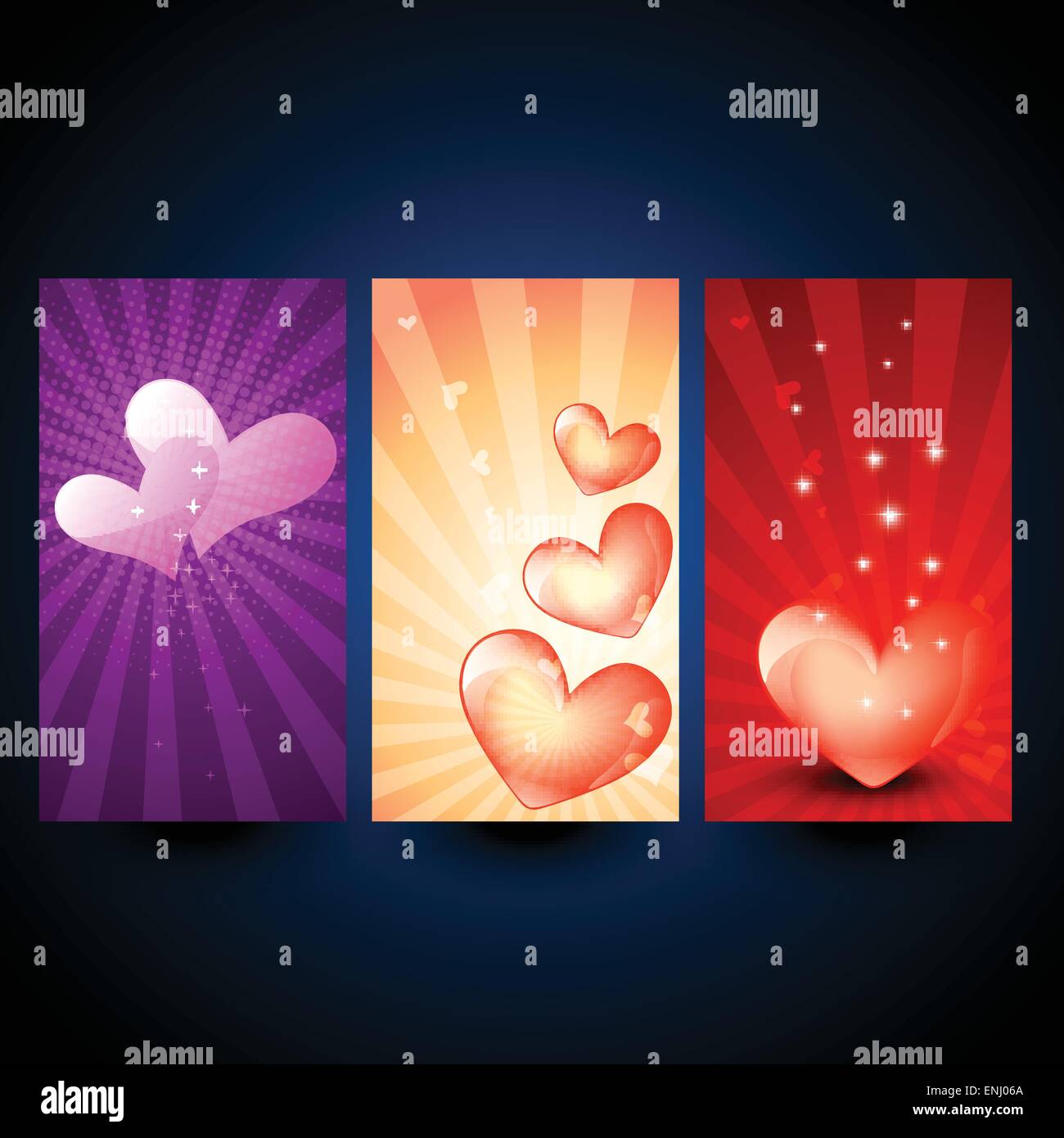 vector set of three beautiful heart banner design Stock Vector Image ...