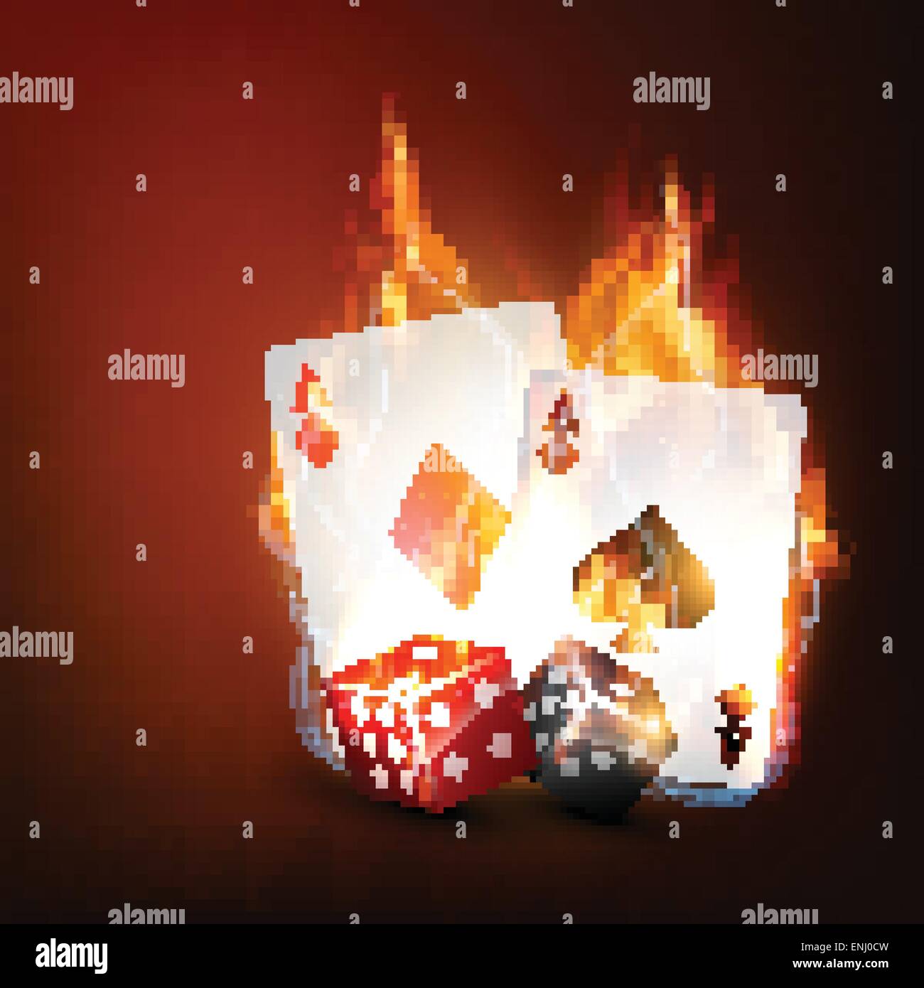 vector burning casino playing cards with dice Stock Vector Image & Art ...