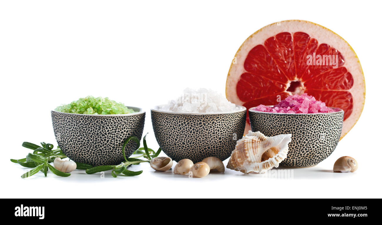 Sea salt isolated on a white background Stock Photo - Alamy