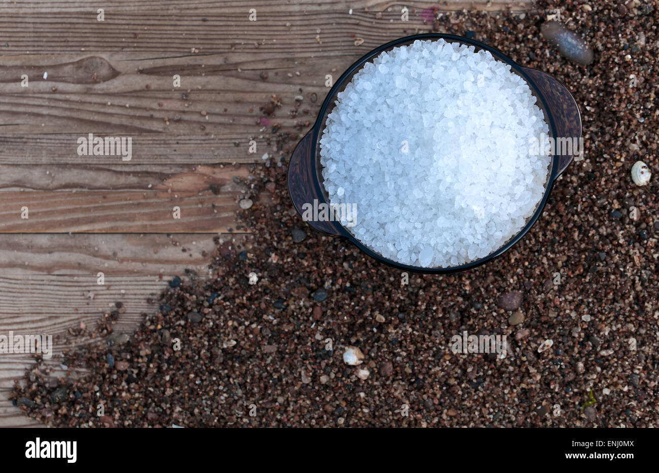 The cleared sea salt on a beach Stock Photo - Alamy