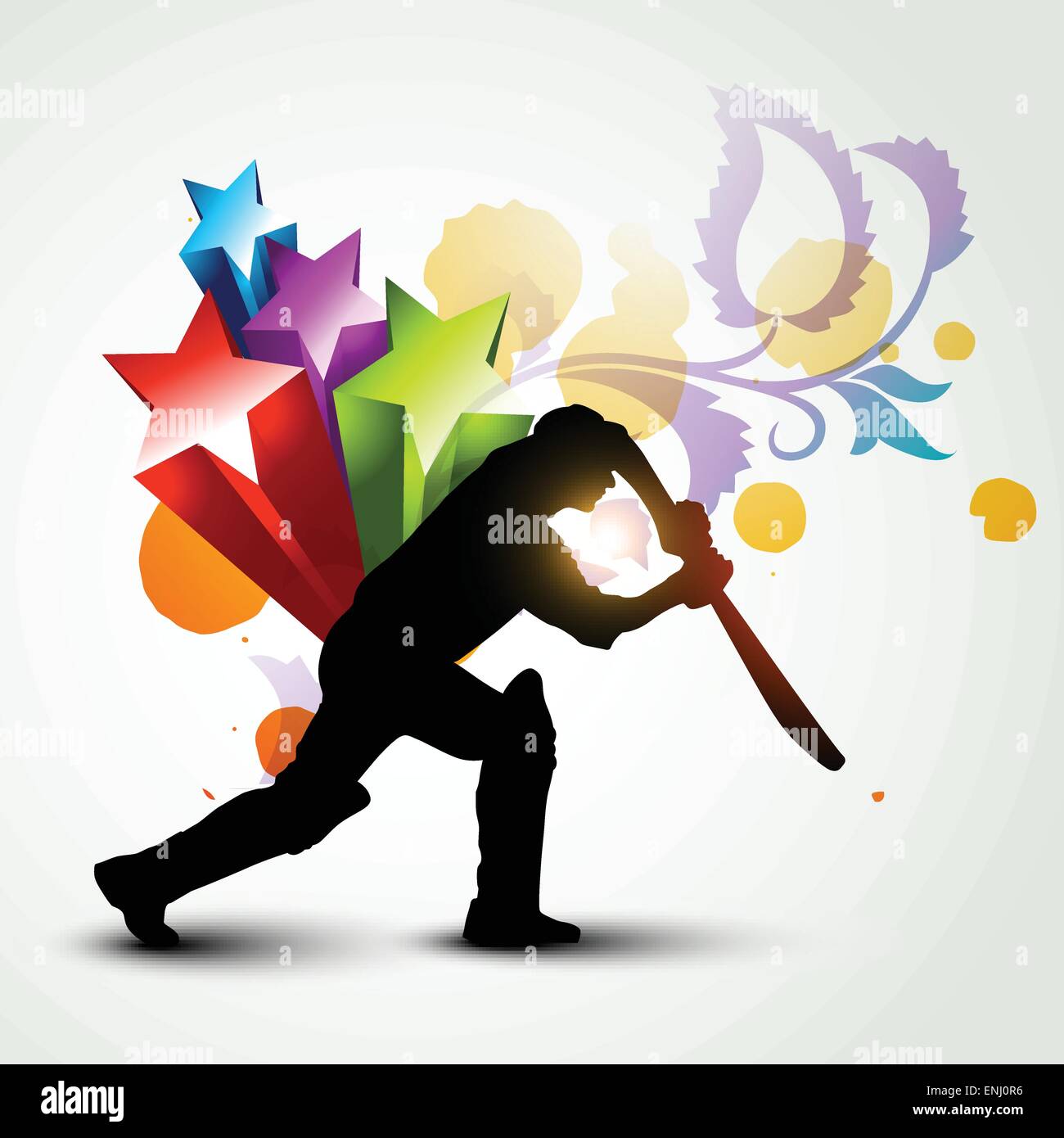 stylish abstract artwork of cricket batsman hitting ball Stock Vector ...