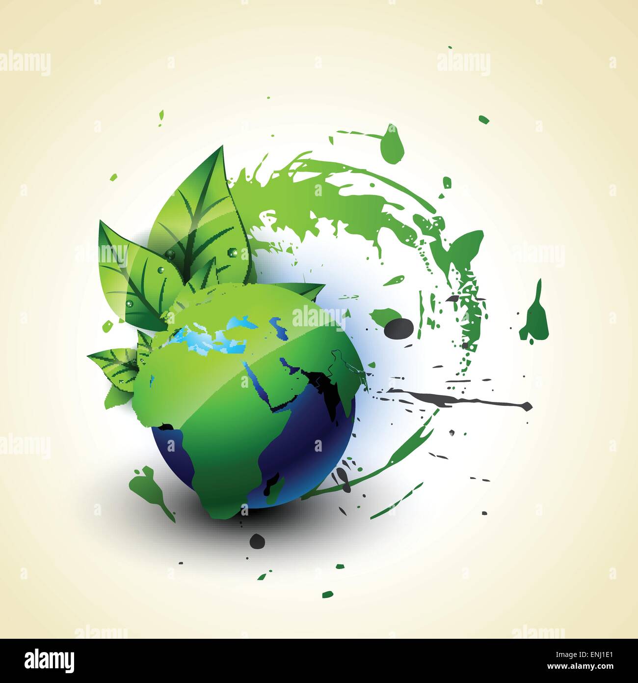 vector earth design with leaf in grunge style Stock Vector Image & Art ...